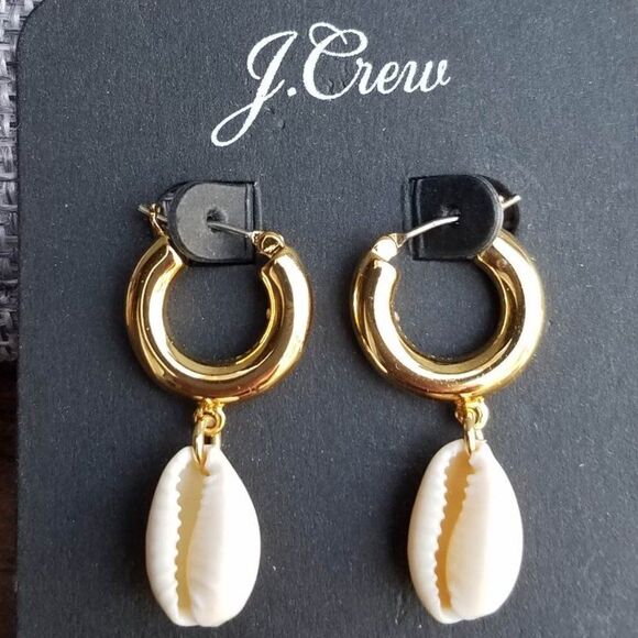 J. Crew | Jewelry | Nwt J Crew Cowrie Shell Huggie Hoop Earrings | Poshmark